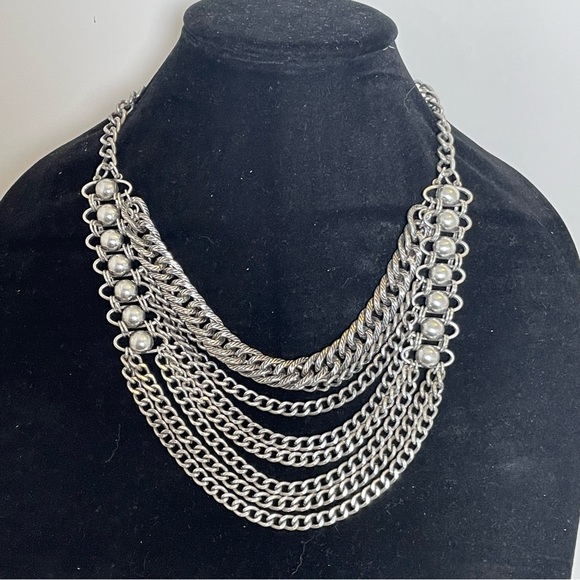 Jewelry | Bold Gothic Layered Chain Statement Necklace Silver ...